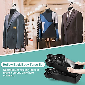 Lallisa 12 Packs Male Mannequin Torso Dress Form Tshirt Display Half Maniquin Body Rounded Waist Hollow Back Body with Hanging Hook for Clothes Display Shows Photos or Design Sewing (23.23 x 19.29'')