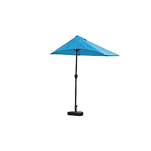 Whiteline Modern Outdoor Living UM1696-BLU Asher 9' Side Wall Umbrella in Blue,Manual Handle,Base Sold Separately