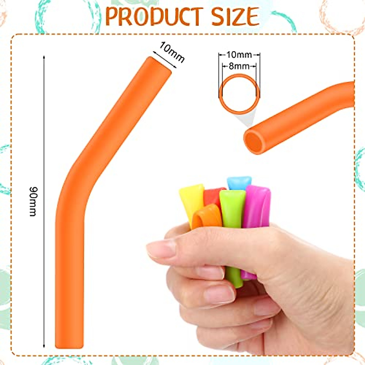 50 Pcs Silicone Straw Elbows Tips Rubber Metal Straws Tips Covers Reusable Straws Soft Drinking Silicone Straw Tips Only Stainless Steel Straw with 2 Brush (1/3 Inch, 8 mm)