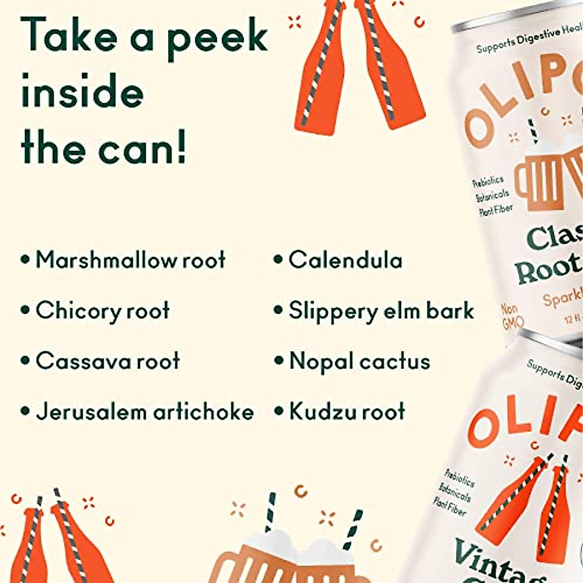 OLIPOP - Old School Classics, Vintage Cola & Root Beer, Classic Soda Variety Pack, Healthy Soda, Prebiotic Soft Drink, Aids Digestive Health, 9g of Plant Fiber, Low Calorie, Low Sugar (12 oz, 12-Pack)