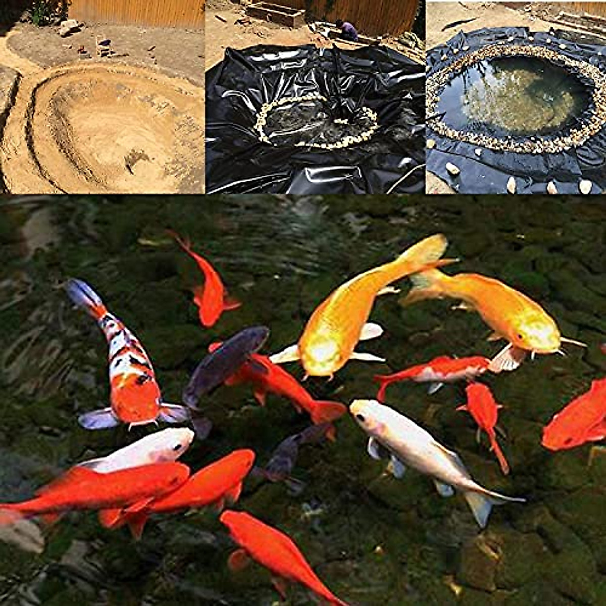 Warooma Pond Liner Black Garden Pond Liner PVC, Pond Liner Garden Pool Membrane, for Garden Pond Strength, UV-Resistant, Tear-Proof Environmentally Friendly