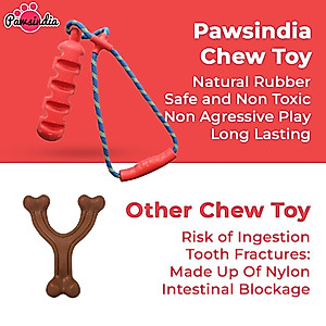 Pawsindia 100% Natural Rubber Indestructible Chew Toy for Dogs - The Ultimate Chewing Stick for Aggressive Chewers for Large Breed Dog - A Tough, Durable and Interactive Toy with Squeaky Sounds