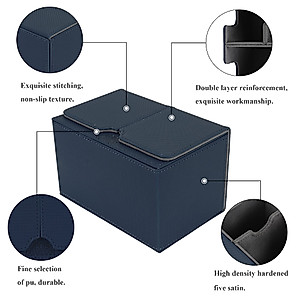 AEGIS GUARDIAN Card Deck Box with Dice Tray for MTG Cards Commander Deck Box Hold 150+ Sleeved Cards, PU Leather Strong Magnet Deck Box Deck Game Case Card Storage Box for TCG CCG, Blue