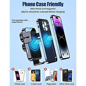 Wireless Car Charger, MOKPR 15W/10W/7.5W Cup Holder Phone Mount, Auto Clamping Fast Charging Car Mount, Air Vent Phone Holder for iPhone 14/13/12 pro/12/11/XS/X/8/8, Samsung S23/S22/S10/S9/S8, etc