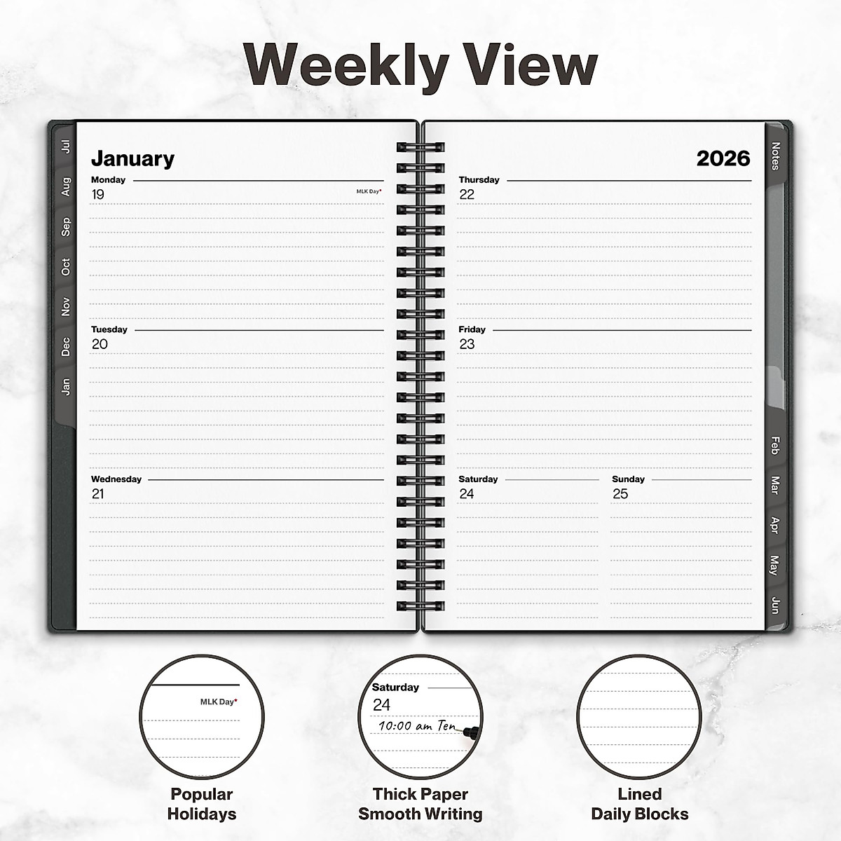 Dunwell 2023 Planner Weekly Monthly (6x8.25"), Small 2023 Planner Book, Agenda 8 x 6, Calendar Yearly Planner, Monthly Tabs, Bookmark, Notes, Inner Pocket, Stickers