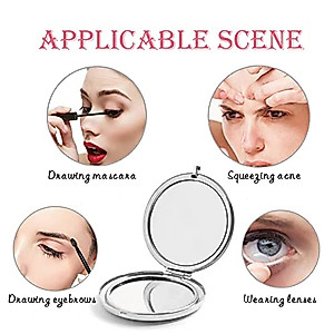 Simple Plus+ Sister Gifts from for silver Compact Mirror,gifts brother,bridesmaid wedding day,2.6 inch Round Folding Handheld 2-Sided Mirror 1x/2x Magnification Mirror. (01)