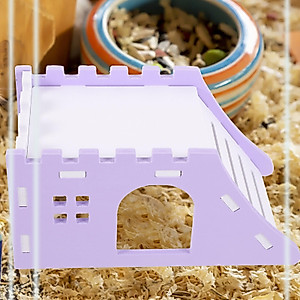 POPETPOP Guinea Pig Hamster Ladder House Plastic Rabbit Hideout Bunny Houses Small Chicken Castle Pet Rats Habitat Hedgehogs Chinchilla Climbing Play Hut for Indoor Pet Cage Violet