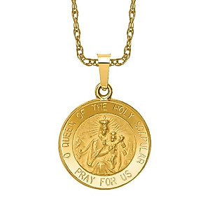 IceCarats 14K Yellow Gold Queen of The Holy Scapular Reversible Medal Necklace Charm Pendant 23mm x 15.85mm Only