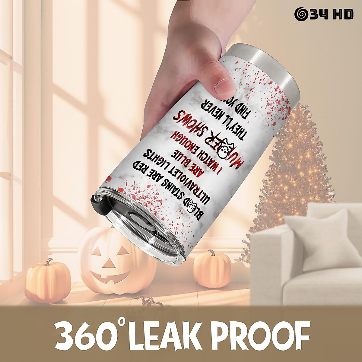 Horror Cat Tumbler with Lid, 20 oz Stainless Steel Horror Movie Cup, Unique Coffee Mug with Cats, Christmas Halloween Birthday Mothers Day Gifts for Cat Lovers Men Women