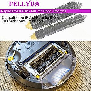 PELLYDA Replacement Parts for IRobot Roomba 600&700 Series,Roomba 614 620 630 635 640 645 650 655 660 675 680 690 695 760 770 780 Vacuum Cleaner(3 Sets Replacement Bristle & Flexible Beater Brushes)