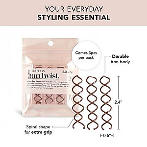 Kitsch Spin Pins for Hair Styling and Buns - Spiral Bobby Pins for Women | Mini Hair Spirals & Twist Tool for Girls, 3pcs RoseGold