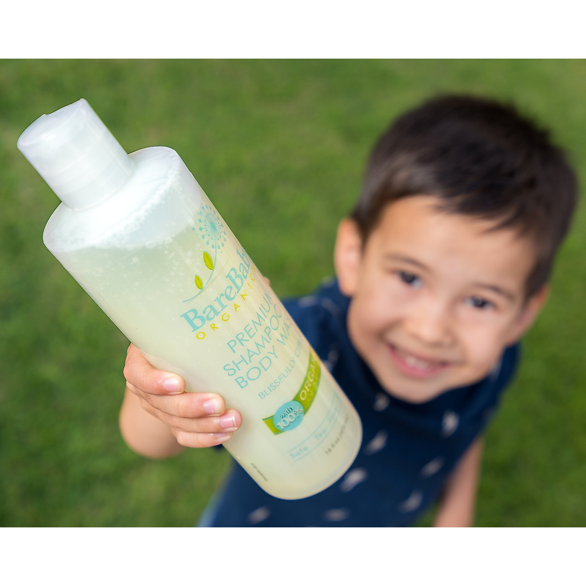 BareBaby Organics Organic Baby Shampoo & Body Wash with Aloe, Cucumber, Citrus Essential Oils – Safe, Gentle, Tear Free – Eczema Friendly – Paraben, Dye, Gluten, and Sulfate Free – 17.9 oz