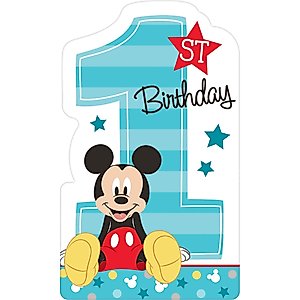 amscan American Greetings 5795233 Mickey's 1st Birthday Postcard Invitations, 8 Count, Multi Color, 6 1/4" x 4 1/4" (491833)