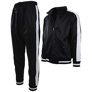 ChoiceApparel Mens Athletic 2 Piece Tracksuit Set (XL, 877-Black)