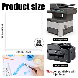 50 Sheets White Cardstock 12 x 12, 80lb Thick Paper Cardstock Paper White Construction Paper for Invitations, Printing, Crafts, Card Making, Scrapbook Supplies