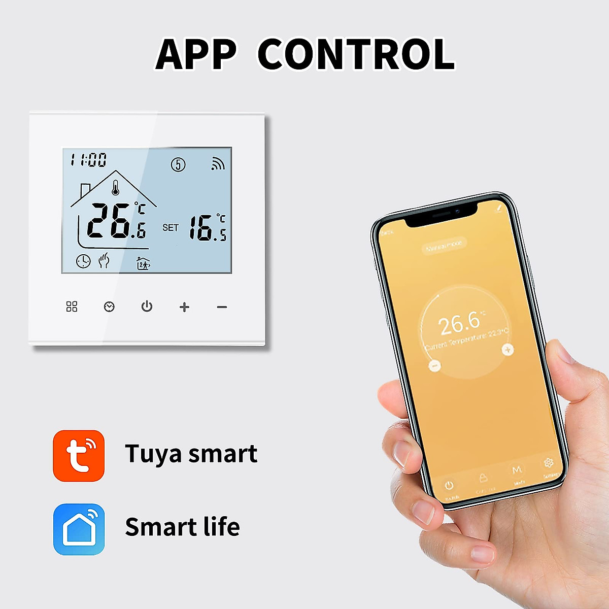 MincoHome Smart Thermostat 16A Save Energy Underfloor Heating Temperature Controller WiFi Voice App Connect Compatible Amazon Alexa, Google Assistant (White for Electric Heating)