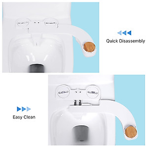 Bidet Toilet Seat Attachment - Self Cleaning Water Sprayer +Adjustable Pressure Nozzle, Easy Install (Classic, White/Bamboo)