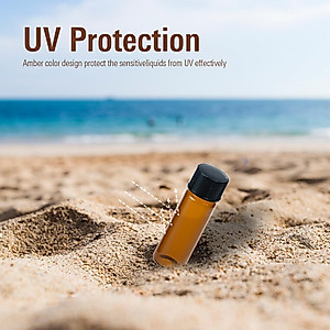 ALWSCI 1 Dram Amber Glass Vials, Small Liquid Sample Vial, 15X45mm 4 ml Borosilicate Glass Empty Vials with Caps, 13-425 Black Screw Caps with PE Liner, Pack of 20