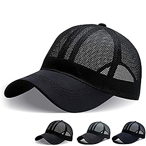 Weiliru Summer Men and Women Mesh Baseball Cap Outdoor Breathable Caps Casual Hat for Travel(A-Black,One Size)