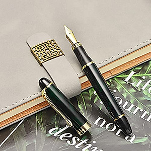 Jinhao X450 Fountain Pen Green Marble Medium Nib Size with Ink Refill Converter for Bottle Ink,Business Signature & Smooth handwriting pens