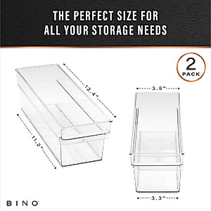 BINO | Plastic Storage Bins, Deep Large | THE HANDLER COLLECTION | Multipurpose Organizer Bins | Kitchen Pantry Organizers and Storage | Clear Containers for Organizing Home | Freezer Organizer