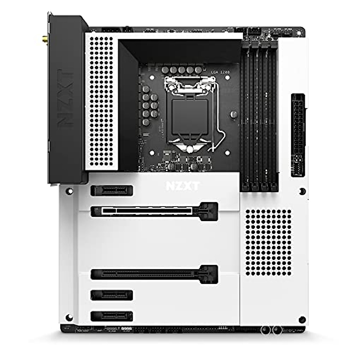 NZXT N7 Z590 - N7-Z59XT-W1 - Intel Z590 chipset (Supports 11th Gen CPUs) - ATX Gaming Motherboard - Integrated I/O Shield - WiFi 6E connectivity - Bluetooth V5.2 - White
