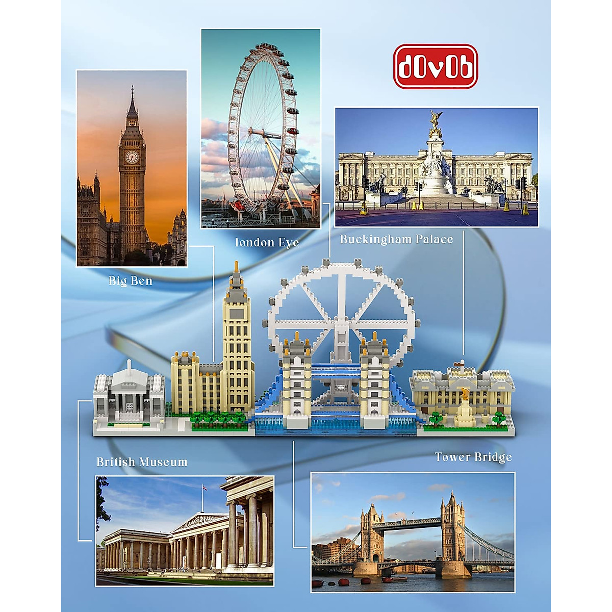 dOvOb Architecture London Skyline Collection Micro Mini Blocks Set Model Kit and Gift for Kids and Adults (3076 Pieces)