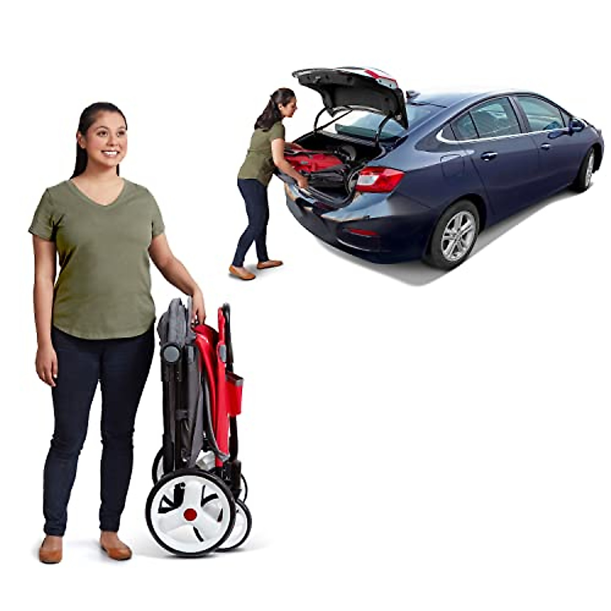 Radio Flyer Discovery Stroll 'N Wagon with Canopies, Folding Wagon with Single Recline Seat, for 1+ Years