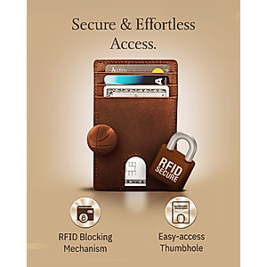 Access Denied REAL LEATHER Slim Minimalist Mens Wallet - Thin Front Pocket RFID Credit Card Holder Wallets For Men Holiday Gifts For Him