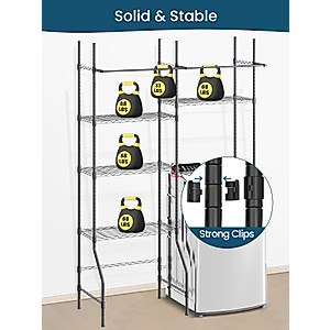 YORKING Clothes Drying Rack, Over The Washer and Dryer Storage Shelf with Adjustable Shelves, Space Saving Drying Rack for Laundry Room Easy Storage