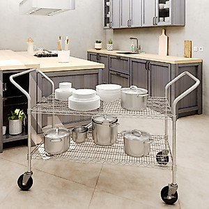 24" W x 48" L x 36" H Chrome Heavy Duty Utility Cart | 2 Tier | NSF Commercial Storage Rack Mobile Unit | Storage and Mobility Solution for Your Business