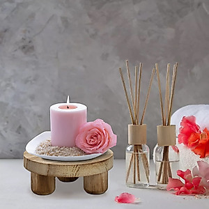 Bekith 3 Pack Wooden Stool Display Stand, Wood Stool Plant Riser, Round Small Plant Stand, Rustic Stool Flower Pot Holder, Modern Decorative Display Stand for Home Indoor and Outdoor