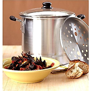 IMUSA USA Steamer with Glass Lid 20-Quart, Silver