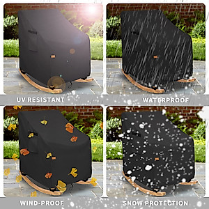 UNARK Outdoor Rocking Chair Covers 2 Pack,Waterproof Heavy Duty Outdoor Chair Covers,Swivel Chair Cover,Outdoor Swivel Rocker Chair Covers ,Outdoor Rocker Covers Waterproof (28W x 33D x 39H Inch)Black