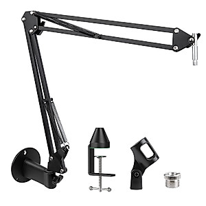 SUNMON Microphone Wall Mount and Metal Table Mounting Clamp, Universal Microphone Boom Arm Stand Compatible with HyperX QuadCast, Blue Yeti, Blue Snowball, Shure SM58 Microphone