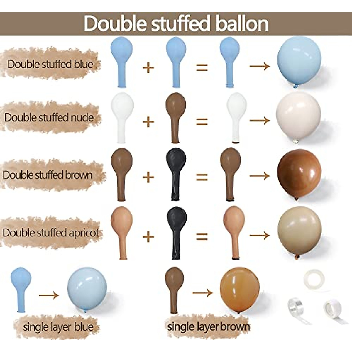 Brown And Blue Balloon Garland Kit Blue Nude Coffee Brown Apricot Double Stuffed Latex Balloons For Teddy Bear Baby Shower Jungle Safari Theme Party Gender Reveal Birthday Party Decorations