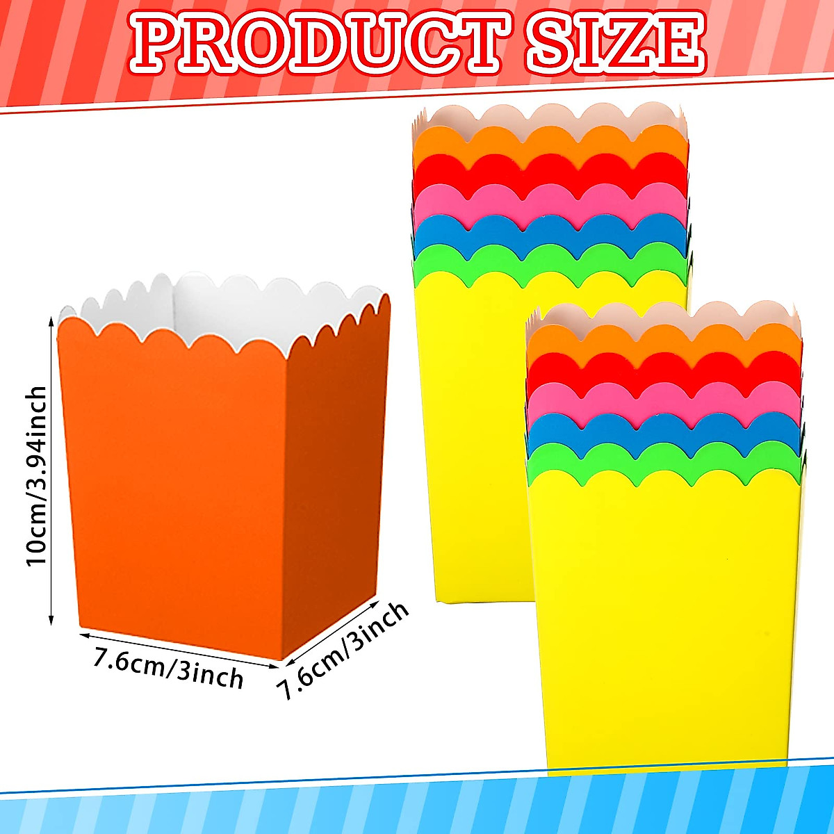 ramede 48 Pcs Mini Neon Popcorn Boxes Neon Glow Party Popcorn Box Neon Popcorn Holder Reusable Mini Paper Popcorn Box Cardboard Popcorn Container for Movie Snacks Theater Birthday Neon Party Supplies