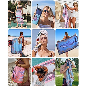 Microfiber Beach Towel Swim Pool Towel Quick Dry Compact Sand Free Toallas de Playa Pink Cute Women Birthday Gift Mom Wife Sister Her Boss Friend Appreciation Thank You Retirement Honeymoon Trip