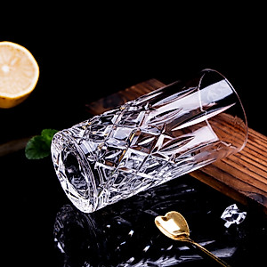 binsakao Highball Glasses Collins Tall Beverage Set of 6, 14 Ounce Cups Glassware for Drinks, Water, Beer, Soda