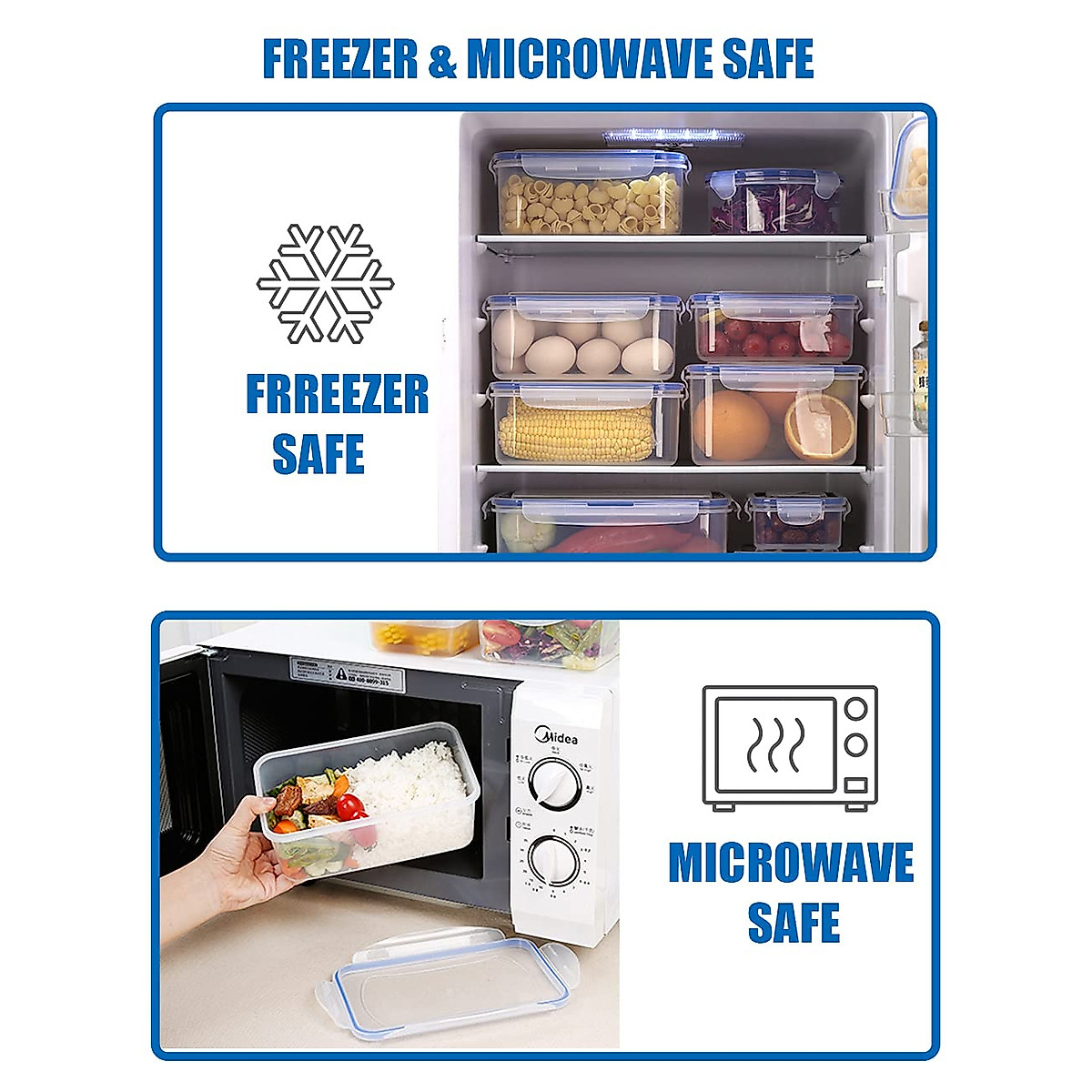 Tauno Clear Food Storage Containers with Lids, BPA Free Plastic Food Containers, Reusable Meal Prep Containers Food Containers for Lunch Boxes, 38 Cup /10 Quart Total, 12 Pack