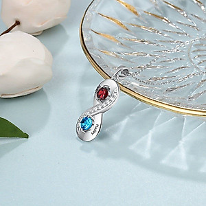 CTIEIP Sterling Silver 1/7 cttw Diamonds and Crystal Birthstones Infinity Necklace for Women(G-H Color, I2-I3 Clarity)