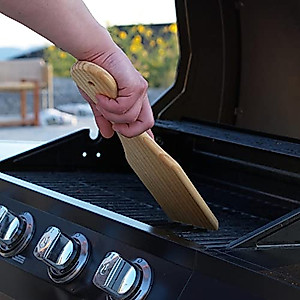 Wood Grill Scraper Made in USA Pure Pinewood Clean Your Barbecue Grill Grates Naturally 14" Inch Long with 3" 3/8 inch Scraper 5/8" inch Thick