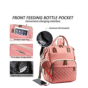 TUTCHY Baby Diaper Bag Backpack With Changing Station Pad, 3 In 1 Diaper Backpack For Dads and Mums, Large Waterproof Travel bag (Pink)