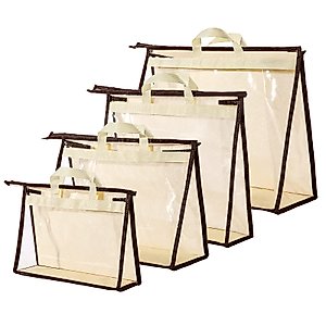 CINPIUK 4 Pack Handbag Dust Bags Clear Purse Storage Organizer for Closet, Zipper Hanging Storage Bag for Handbags