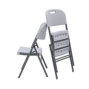 LAKHOW 53d Folding Chair, 4-Piece White Plastic Chair, Stackable Indoor and Outdoor Chairs, for Wedding Backyard Activities, Conference Room Festivals （(4 Pack)