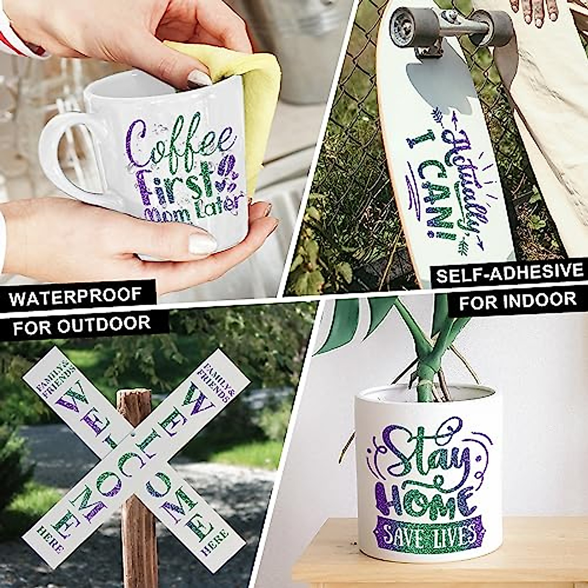 VINYL FROG Chameleon Adhesive Vinyl Roll 12" x6ft Gradient Craft Vinyl for cricut, Change Color Vinyl Sticker for Crafts Vinyl Cutter, for Cup Decor, Home Decor(Purple to Green)