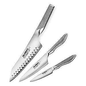 Global Knife Set with Asian Chef’s, Prep and Paring Knives – Stainless Steel, 3 Piece
