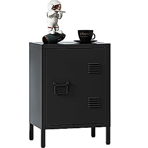 MIOCASA End Table Side Table Metal Nightstand Sofa Bedside Storage Cabinet with Storage Shelf Easy Assembly for Living Room, Bedroom