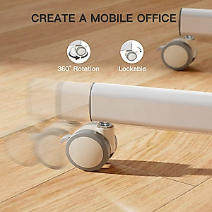 HUANUO Mobile Standing Desk Adjustable Height, Mobile Laptop Desk 27 inch, Standing Rolling Cart Desk with Gas Spring