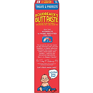 Boudreaux's Butt Paste Maximum Strength Diaper Rash Cream, Ointment for Baby, 4 oz Tube, 3 Pack
